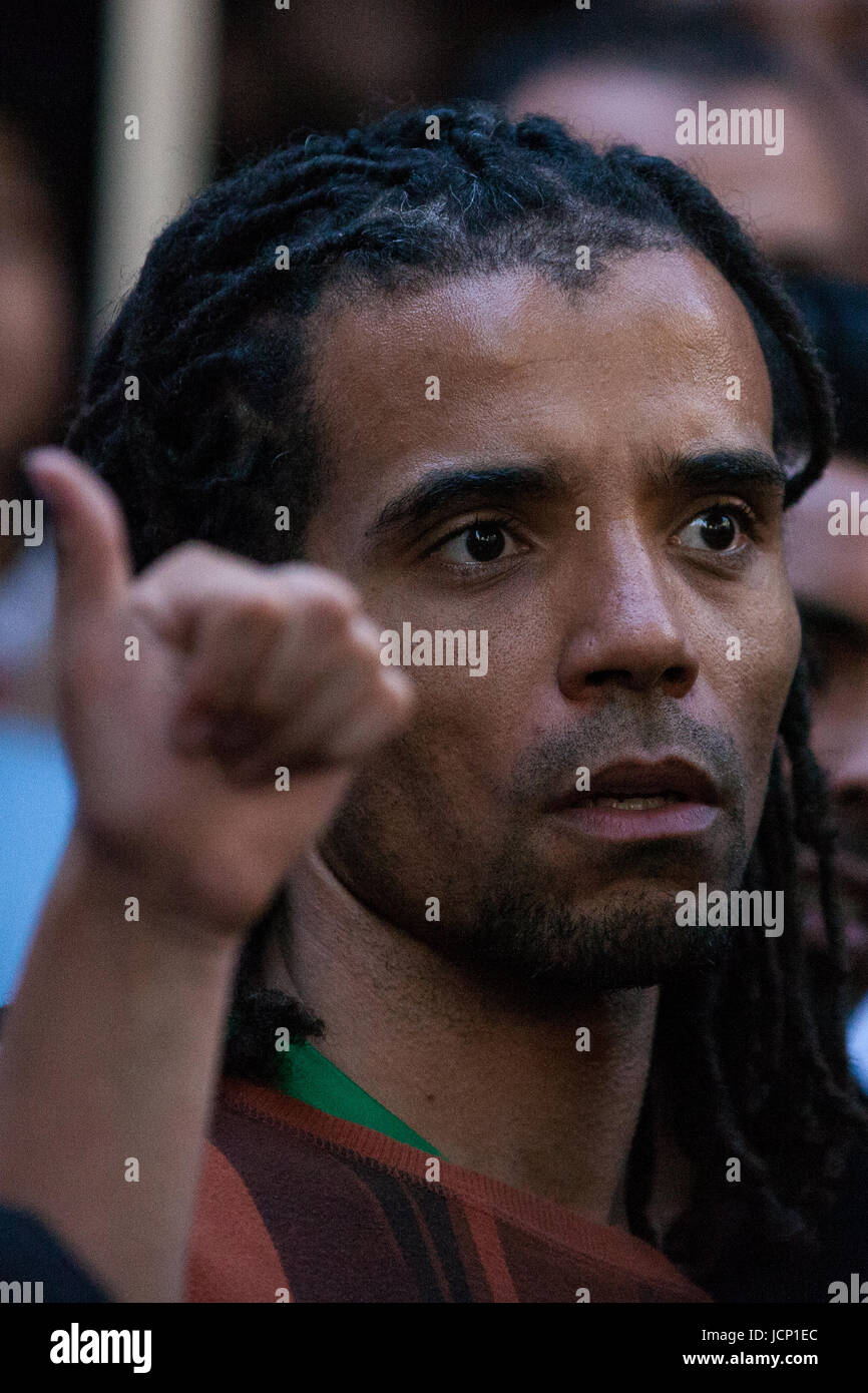 London, UK. 16th June, 2017. Rapper Akala at a protest by the community ...