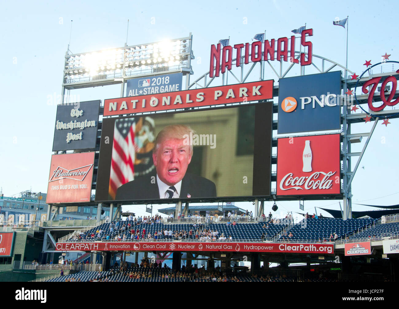 United States President Donald J. Trump delivers a message from the ...