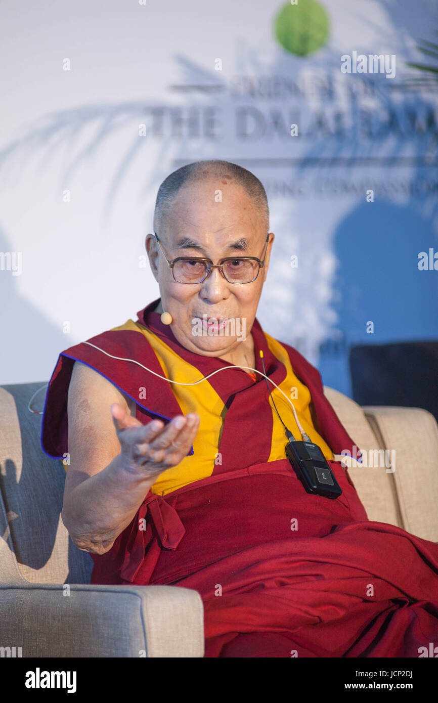 La Jolla, US. 16th June, 2017. His Holiness the 14th Dalai Lama speaks ...