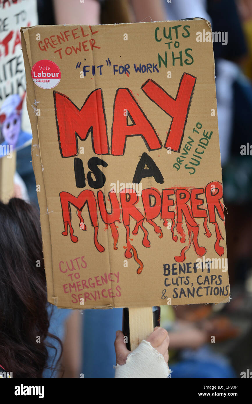 Downing Street, London, UK. 17th June, 2017. A group of protesters ...