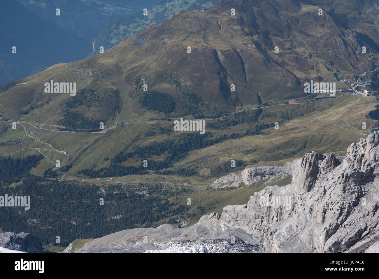 kleine scheidegg view from sphinx terrasse Stock Photo - Alamy