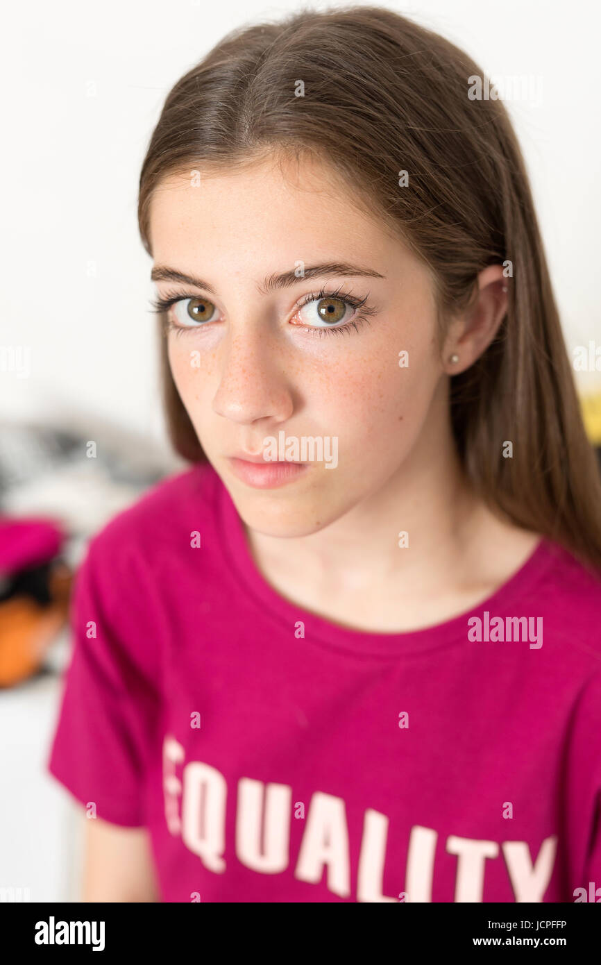 Normal Teenage Girl Selfie Portrait Of A Natural Blonde. Teen Girl On