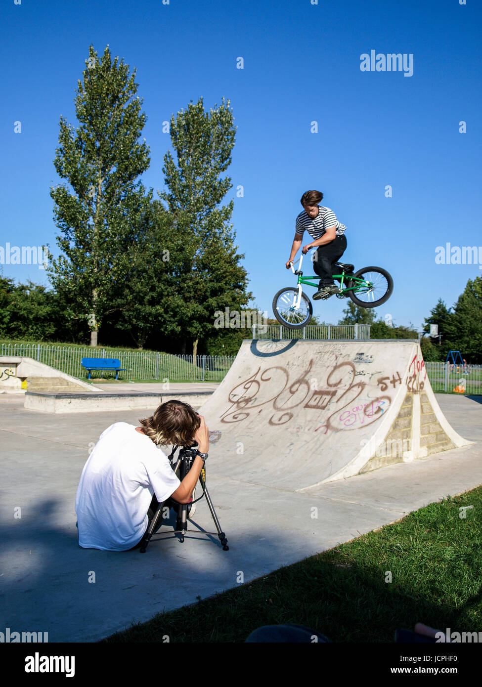 A BMXer does a trick Stock Photo - Alamy