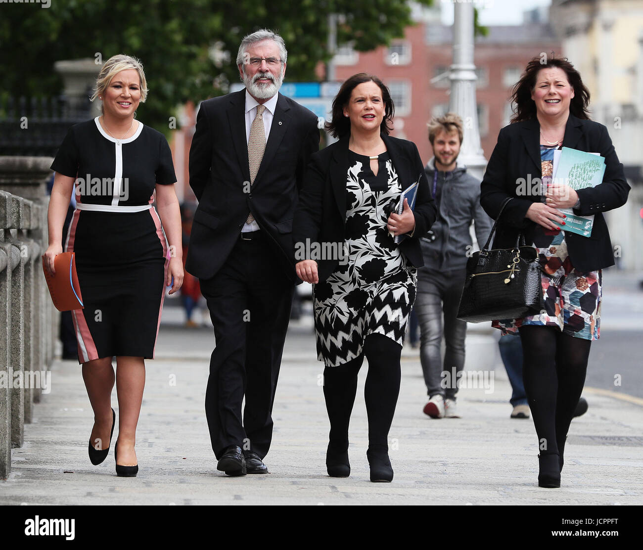 A Sinn Fein delegation led by leader Gerry Adams along with leader in ...