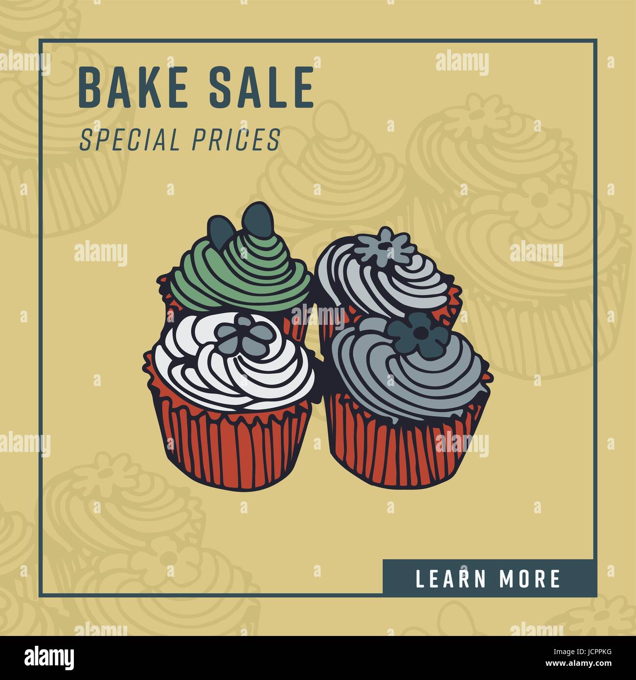 Greeting card with cupcake and bake sale text Stock Vector Image & Art ...