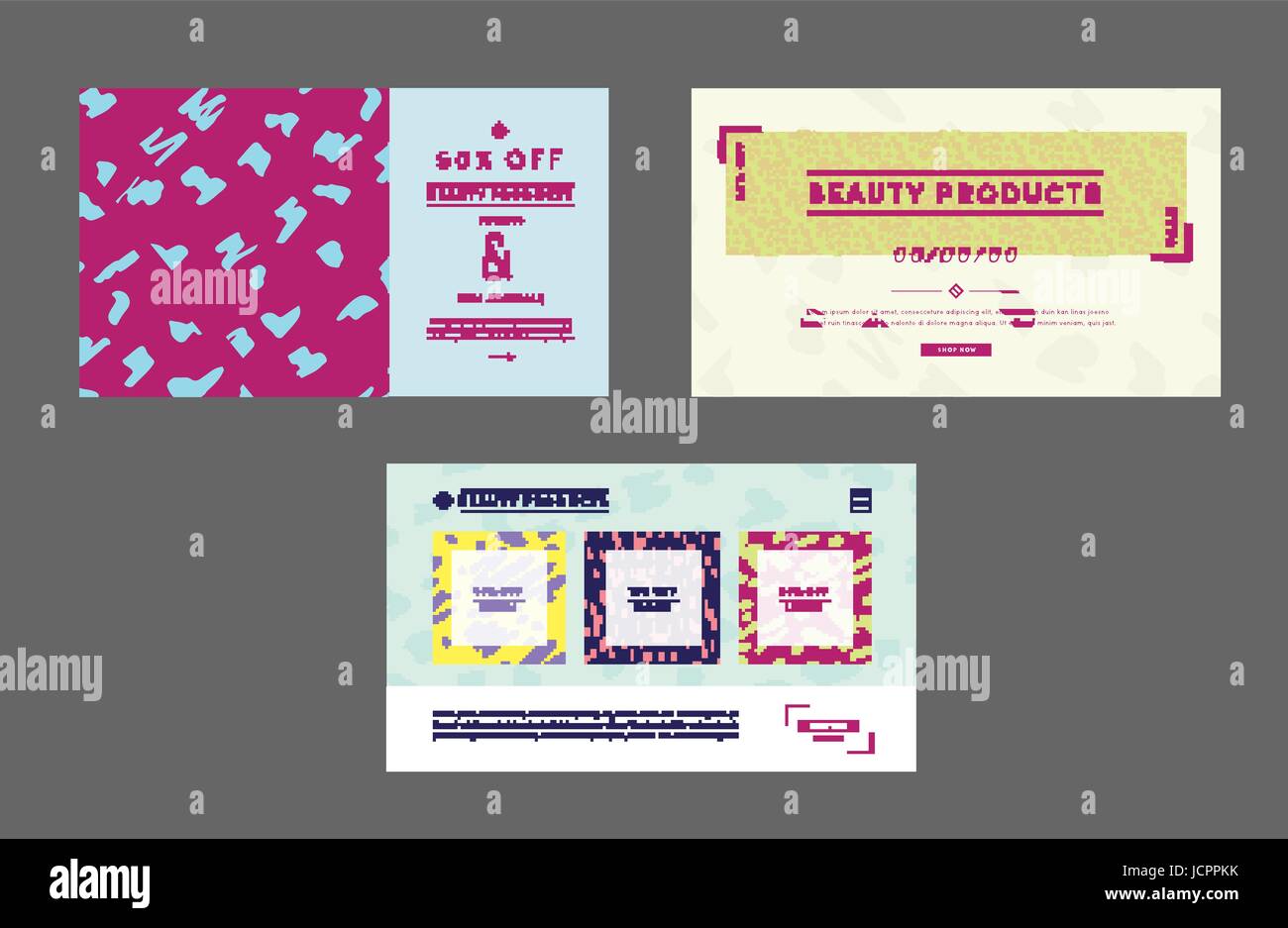 Vector set of greetiing card with beauty products text Stock Vector ...