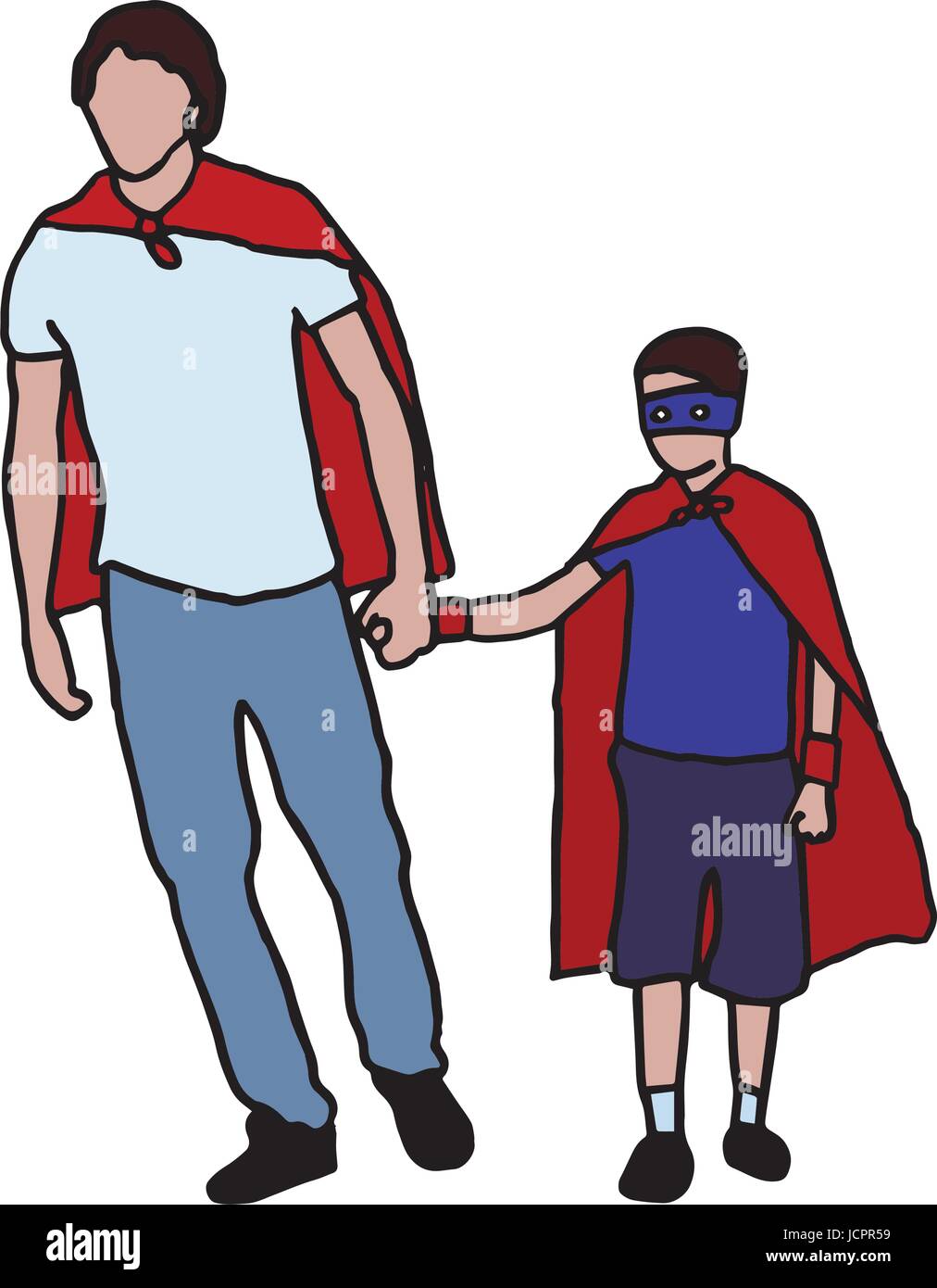 Vector icon set of dad and son in superhero costume Stock Vector Image ...
