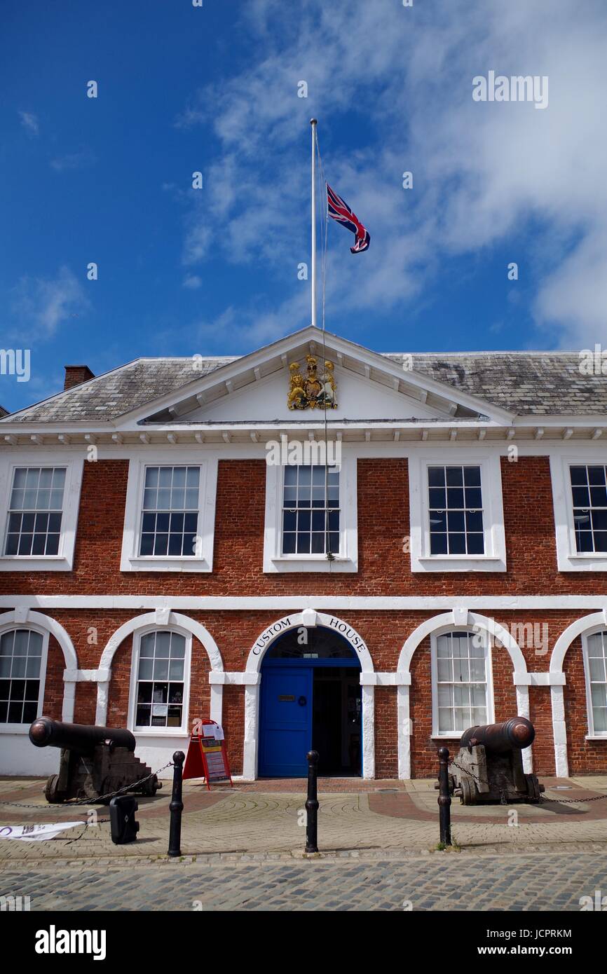 Exeter Customs House with the Union Jack Flying at Half Mast. Devon, UK ...
