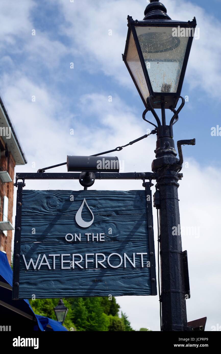 On The Waterfront Restaurant Sign, Exeter Quay. Devon, UK. June, 2017 ...