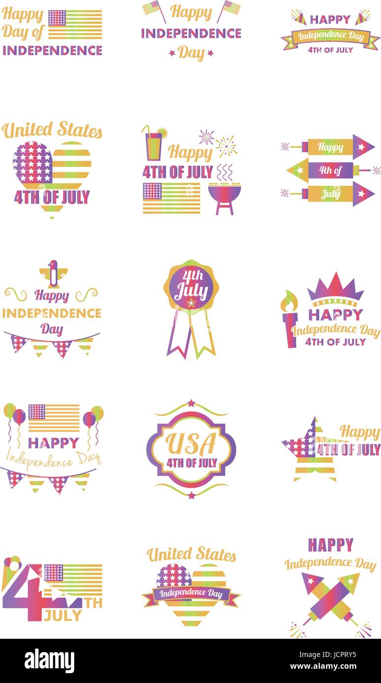 Vector icon set of independence day celebration Stock Vector Image ...