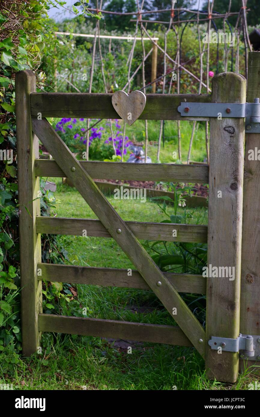 A Wooden Garden Gate on an Allotment Plot. Exeter, Devon, UK. June ...