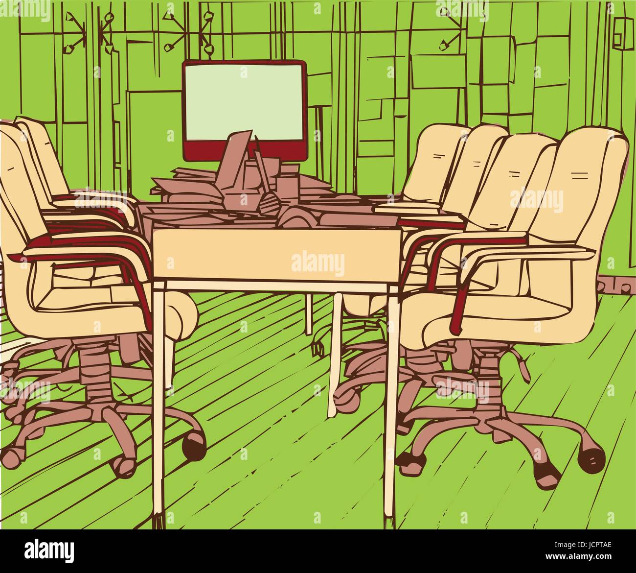 Illustration of empty conference room Stock Vector Image & Art - Alamy