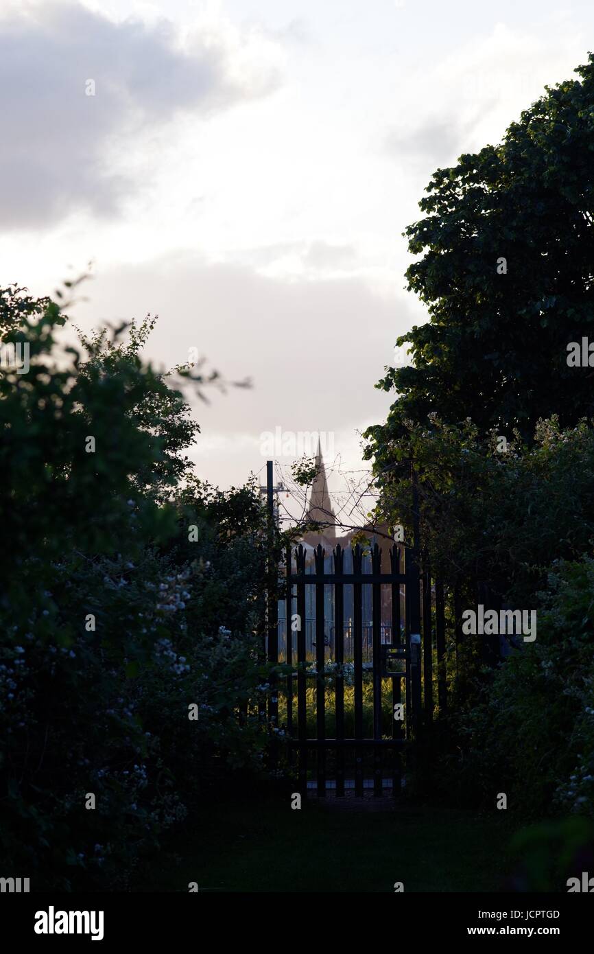 Allotment Gate and Hedge Row, Exeter Quay, Devon, UK. June, 2017 Stock ...