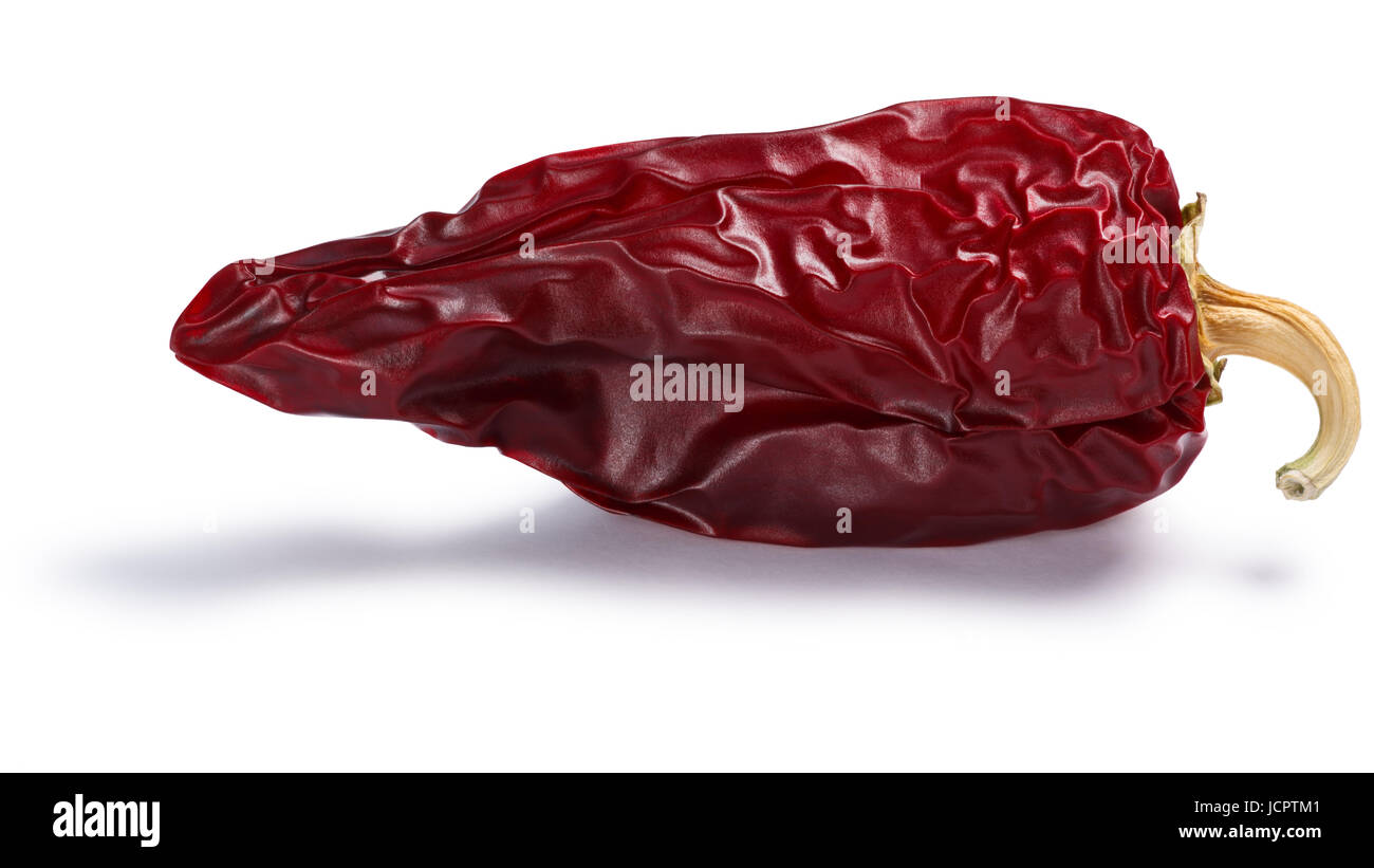 Chile seco del norte, a ripe dried Anaheim pepper. Clipping paths ...