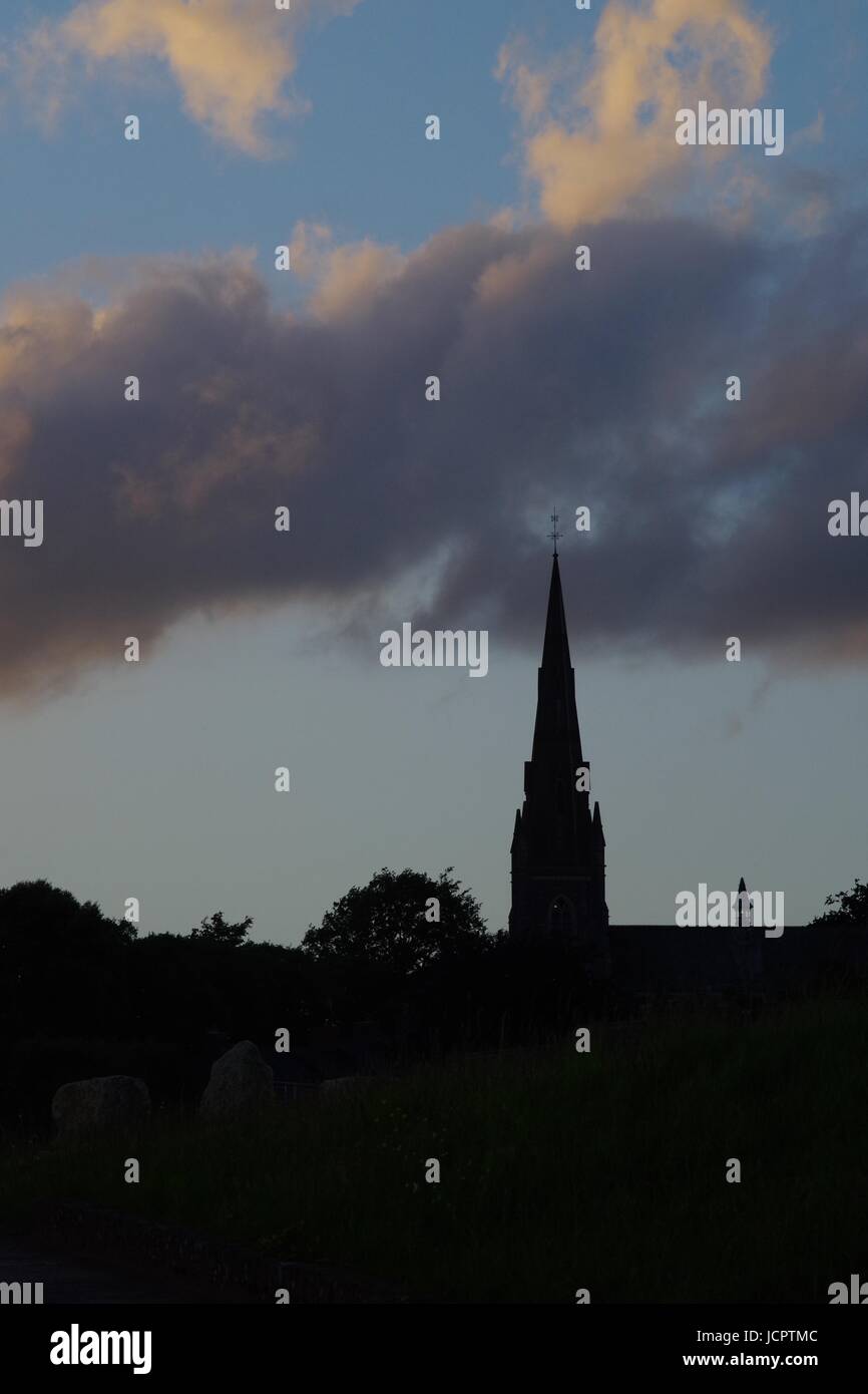 The Silhouette of St Leonard's Church at Sunset. Exeter Quay, Devon, UK ...