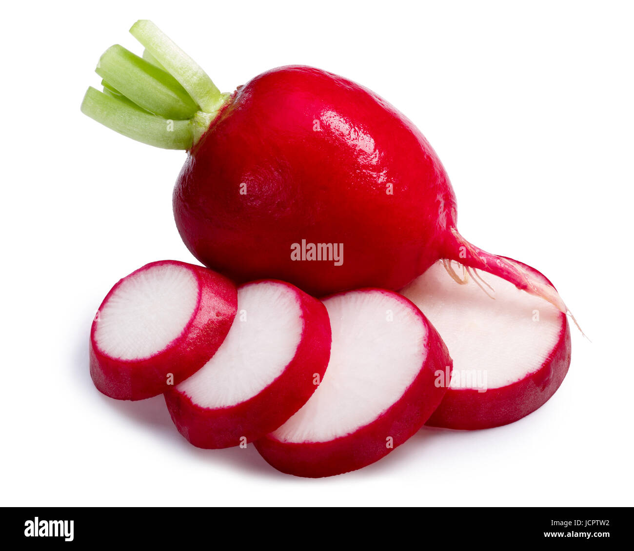 Fresh european Radish (Raphanus raphanistrum subsp. sativus), whole and ...