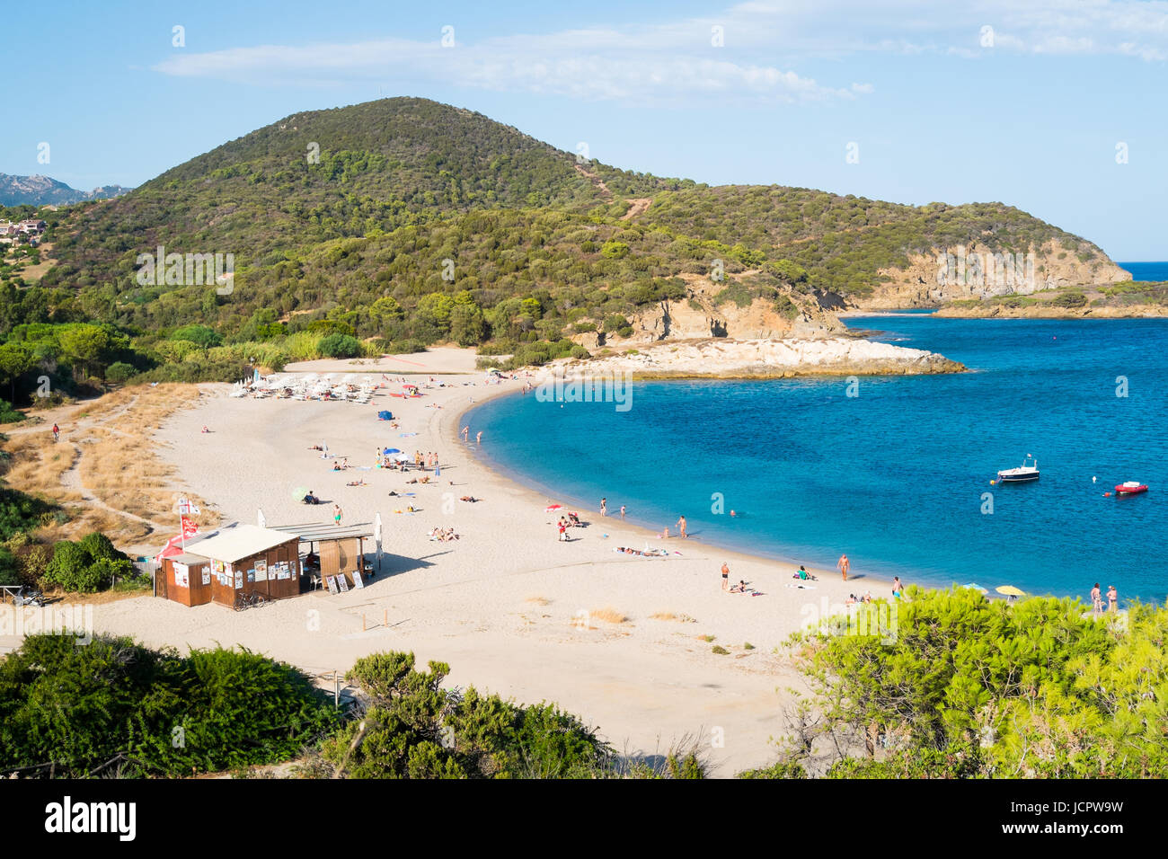Panorama of Torre Chia beach, south of Sardinia, Italy Stock Photo - Alamy