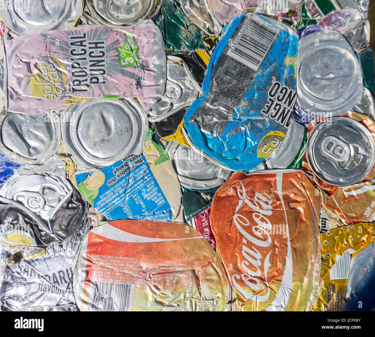 Compressed aluminium drink cans with branding showing ready for ...