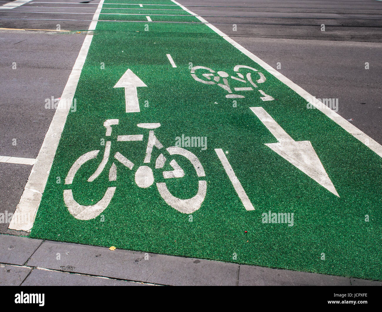 Cycling Lane On A Road Stock Photo - Alamy