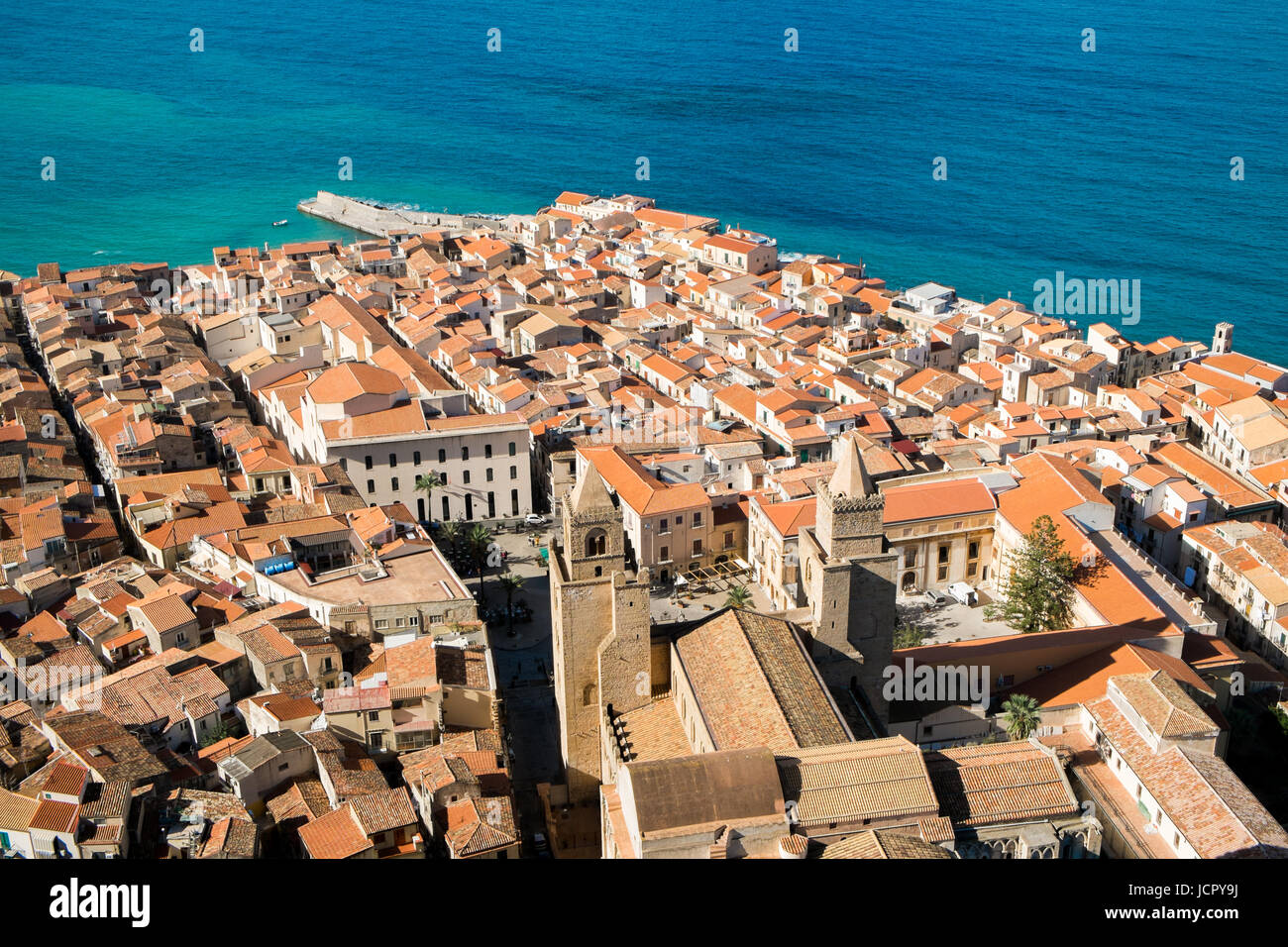 Aerial view of Cefalu old town, Sicily, Italy Stock Photo - Alamy