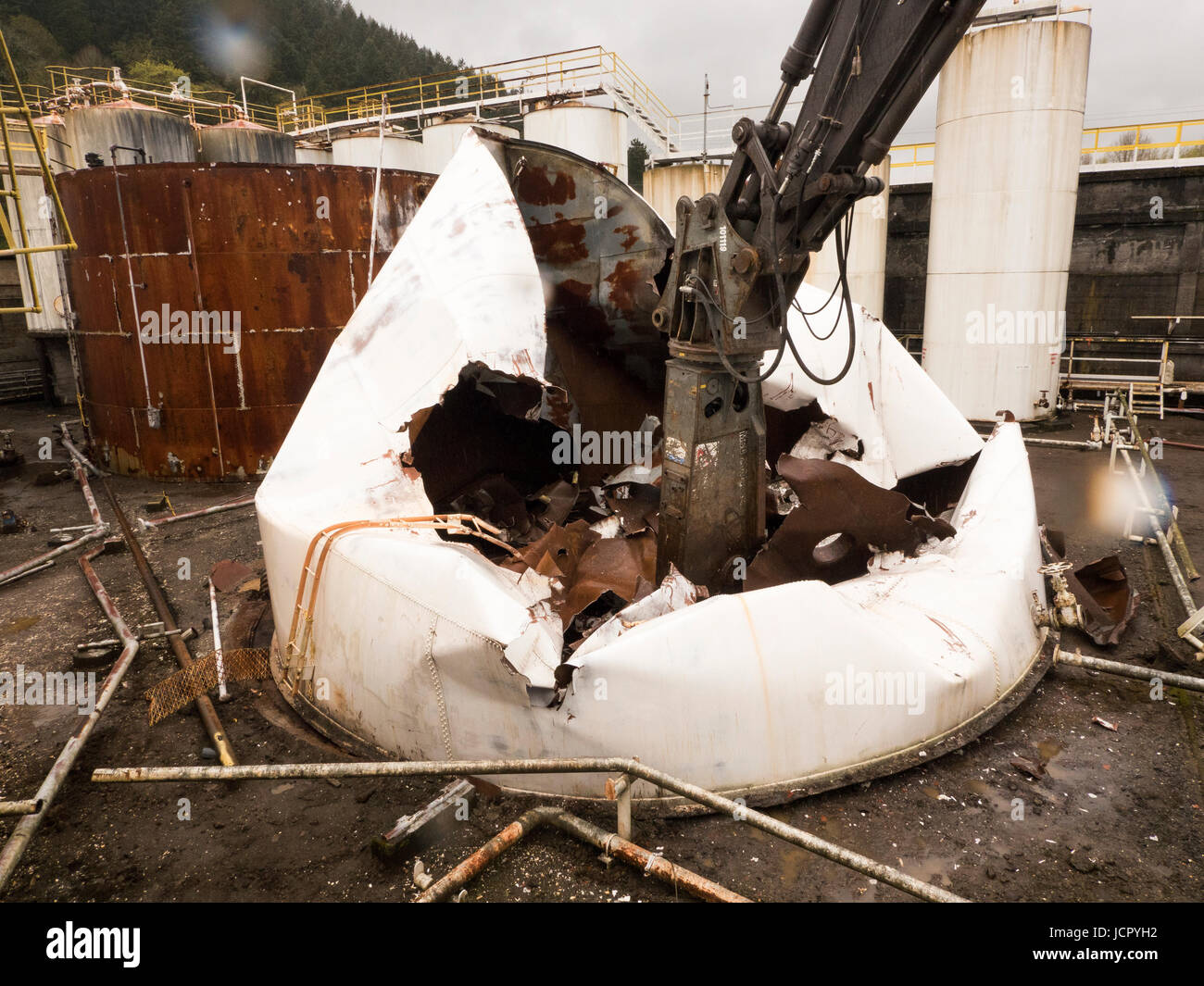 Chemical,oil and gasoline tank farm demolition Stock Photo - Alamy