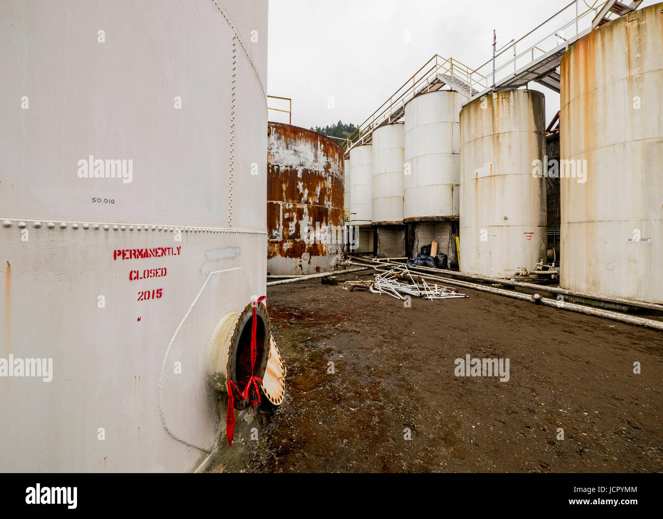 Chemical,oil and gasoline tank farm demolition Stock Photo - Alamy