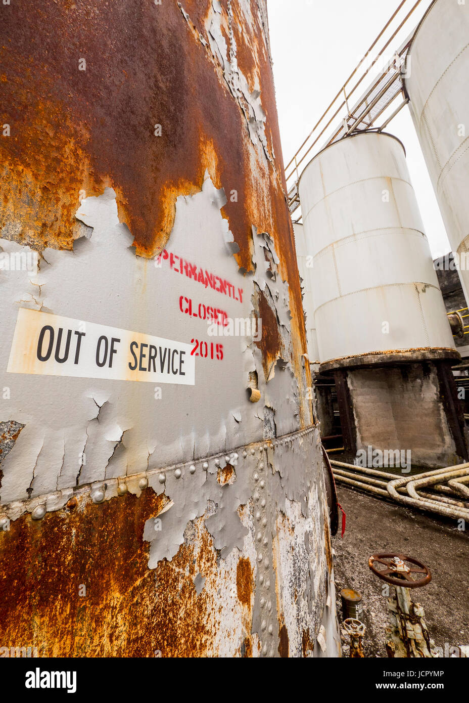 Chemical,oil and gasoline tank farm demolition Stock Photo - Alamy