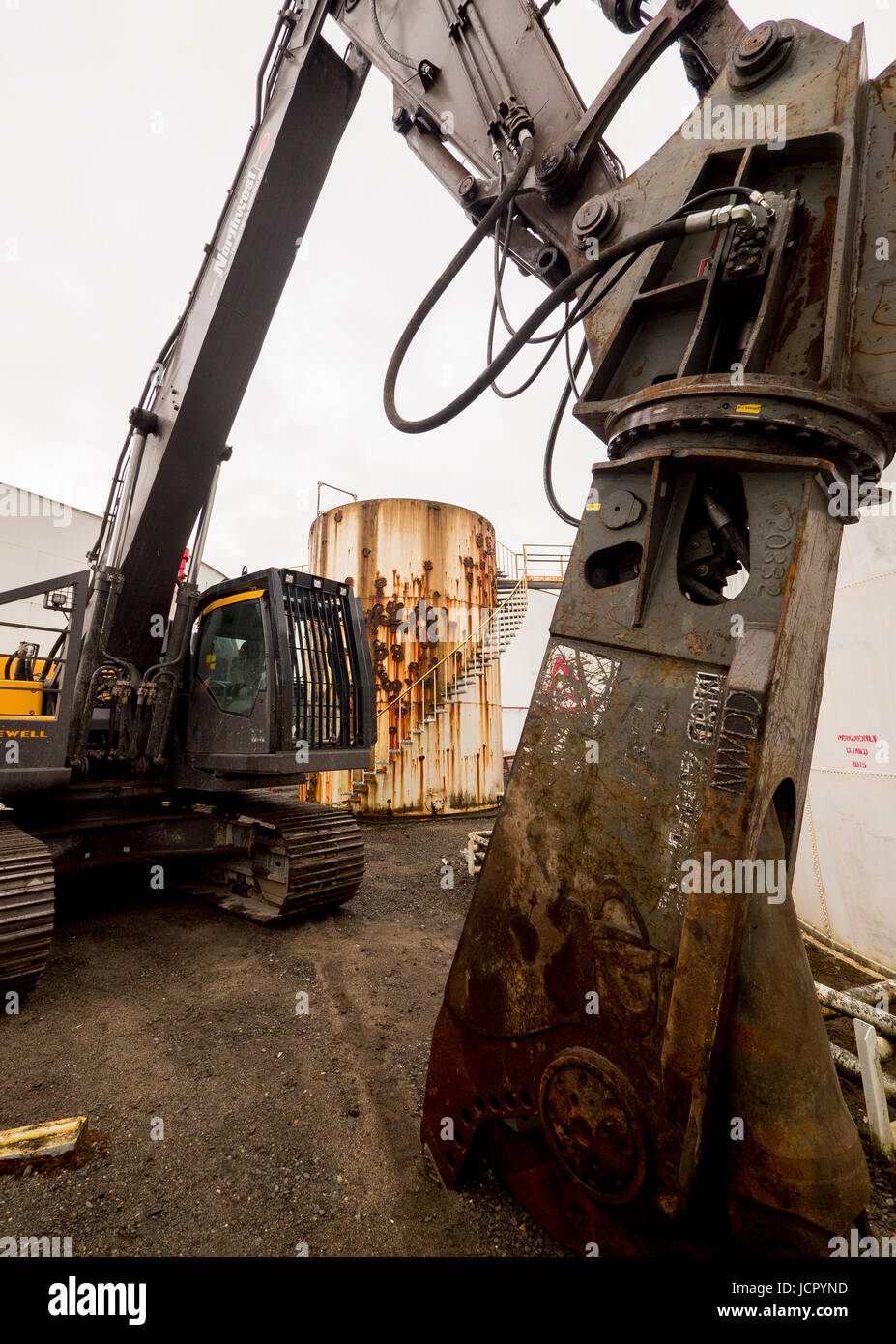 Chemical,oil and gasoline tank farm demolition Stock Photo - Alamy