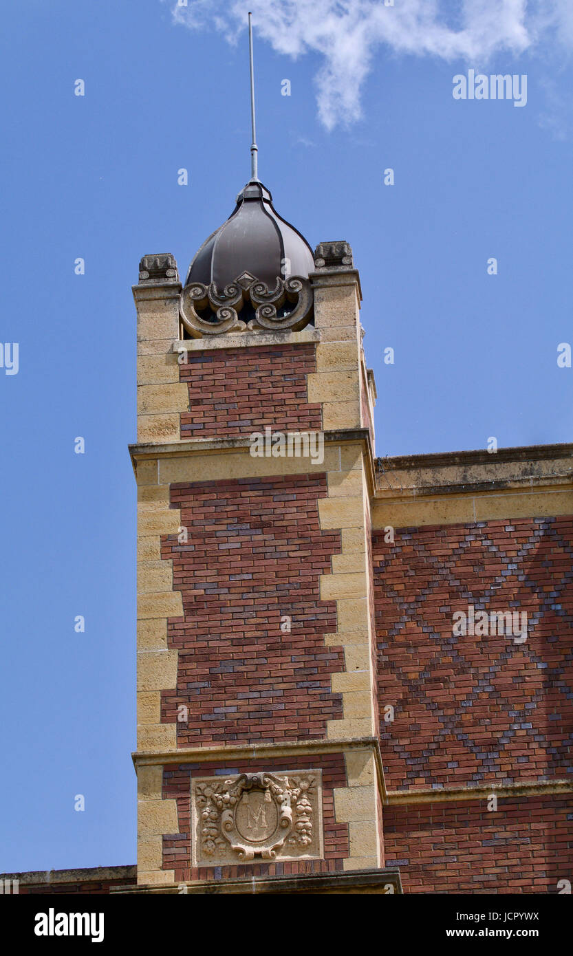 Copper clad brick tower Stock Photo - Alamy