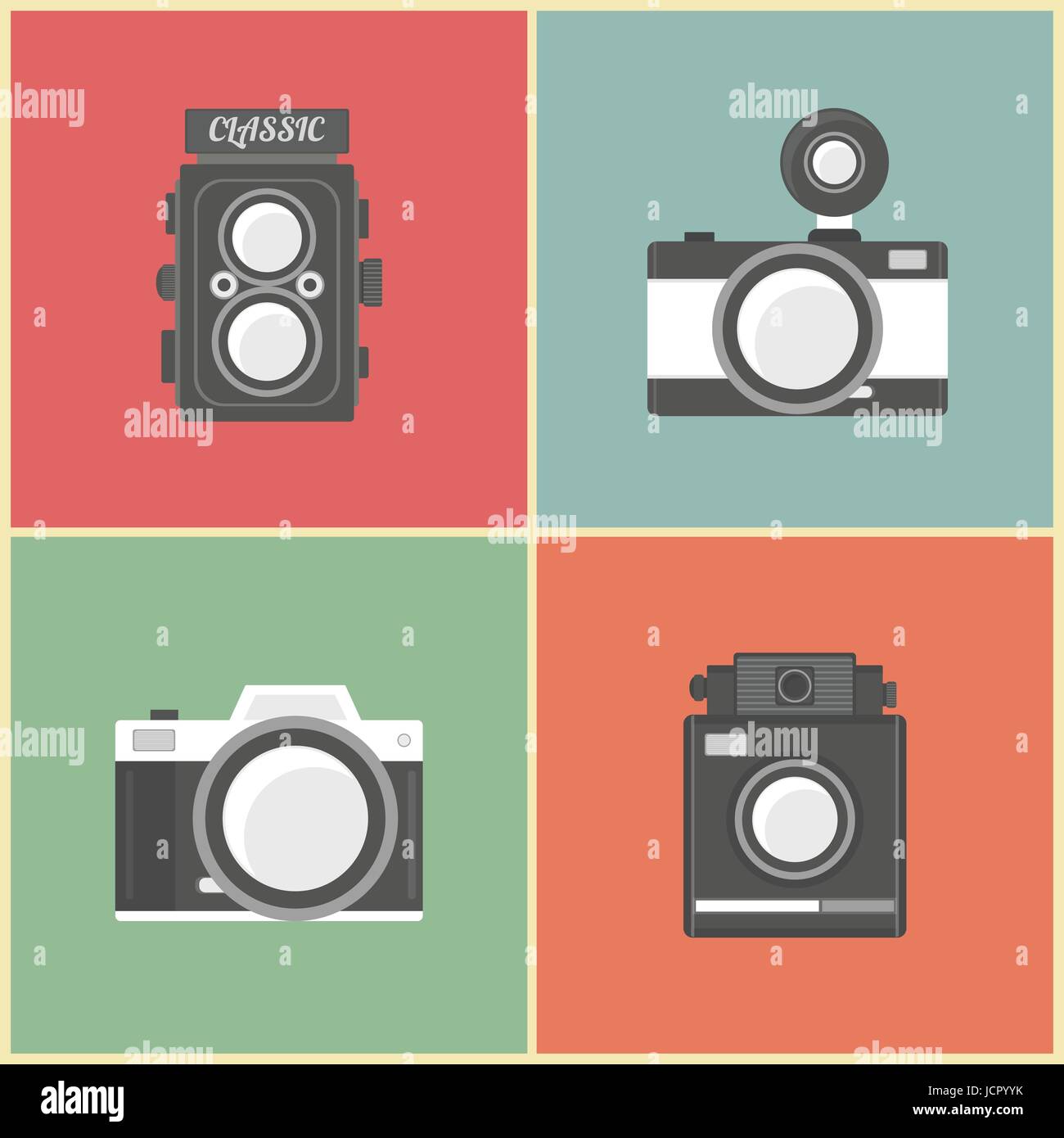 set of classic camera, flat, pastel style Stock Vector Image & Art - Alamy