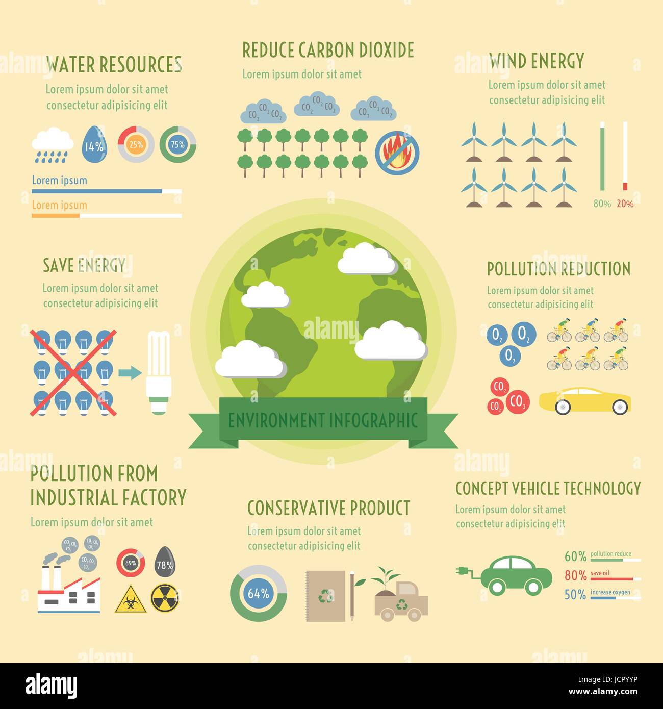 environment infographic elements, renewable concept, flat style Stock ...