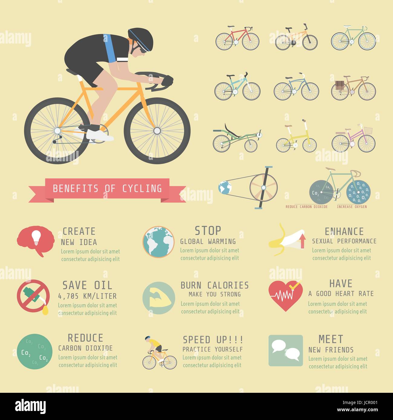 Benefits of cycling Stock Vector Images - Alamy