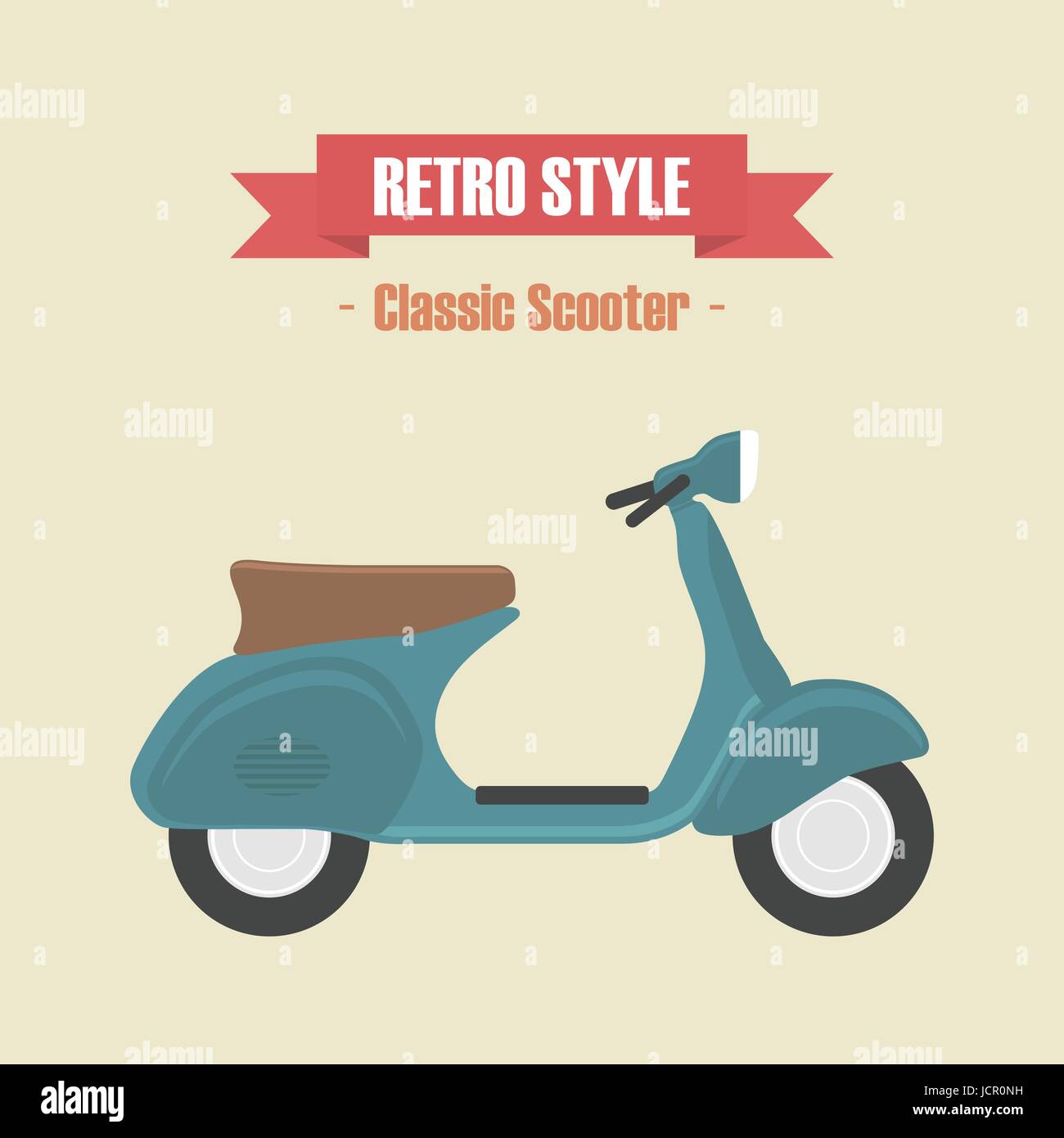 retro blue scooter, vintage style Stock Vector Image & Art - Alamy