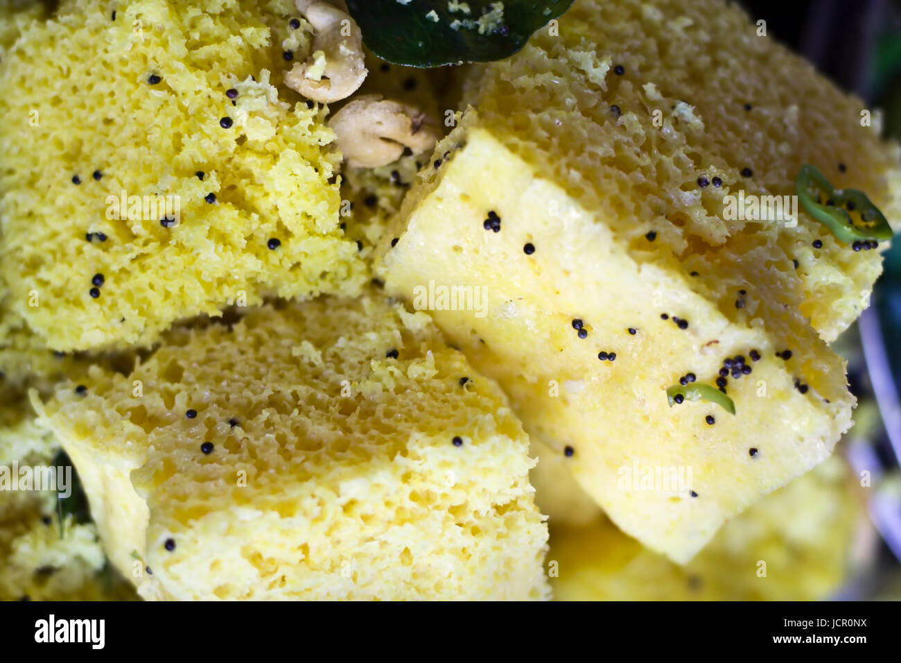 Indian dish khaman dhokla Stock Photo - Alamy