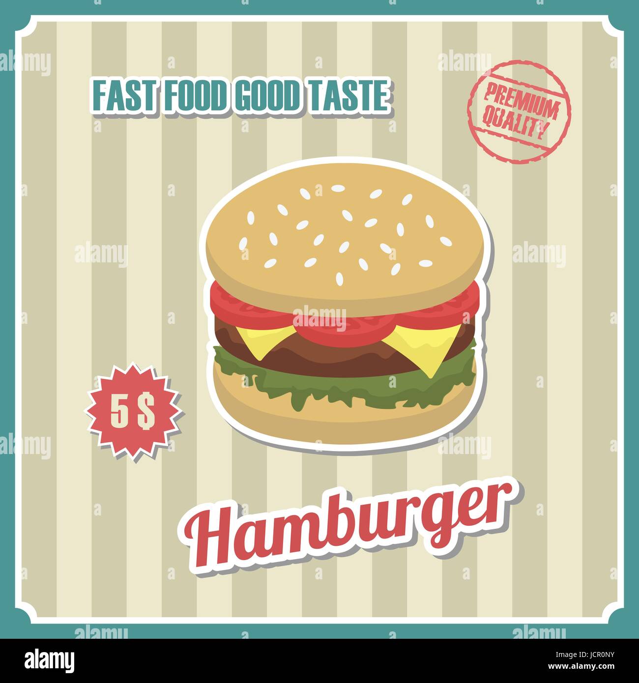 Vintage burger poster with price tag, retro style Stock Vector Image ...