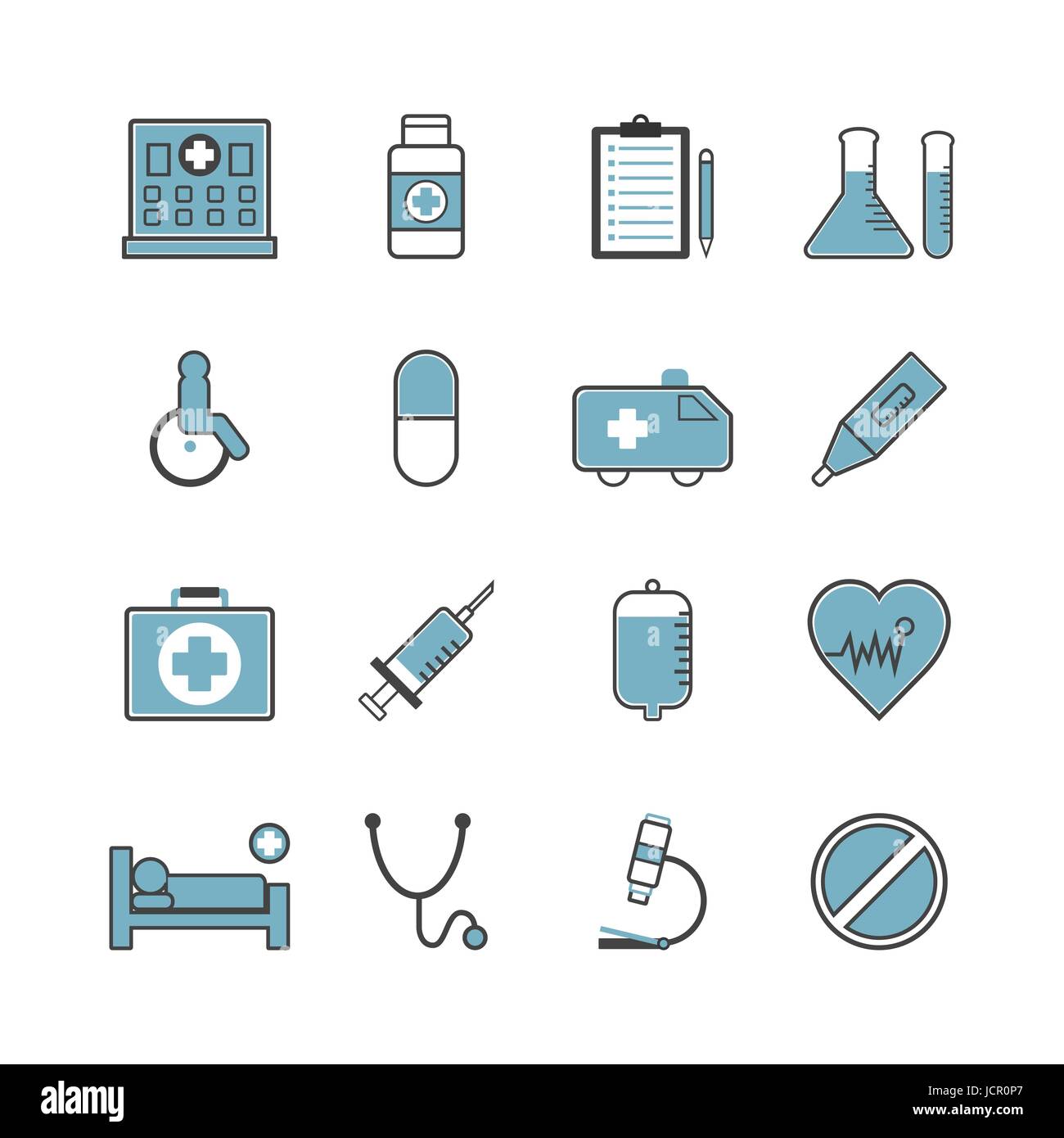 set of hospital icon, isolated on white background Stock Vector Image ...