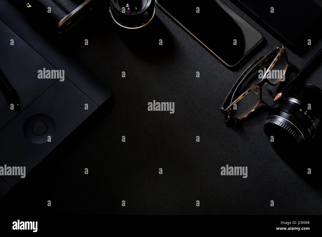 Designer desk mockup. Desk, Camera - Photographic Equipment, Smart ...