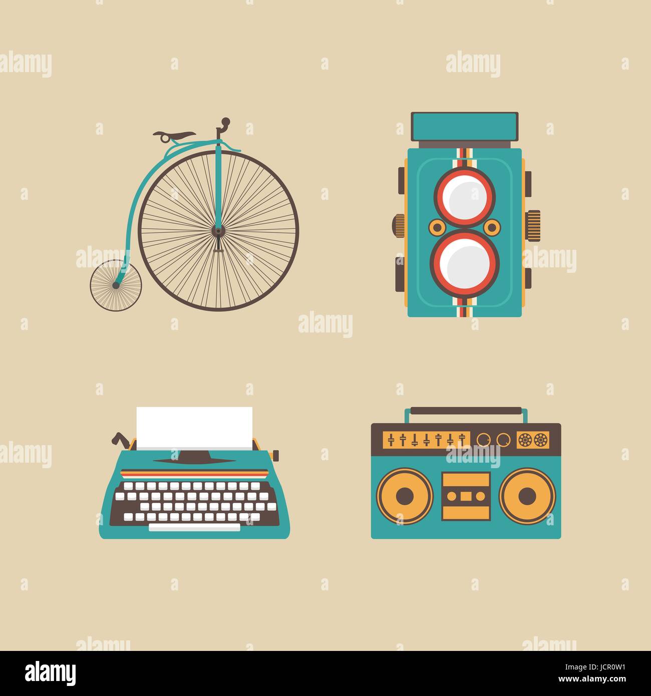 set of retro equipment icon, old fashion, retro style Stock Vector ...