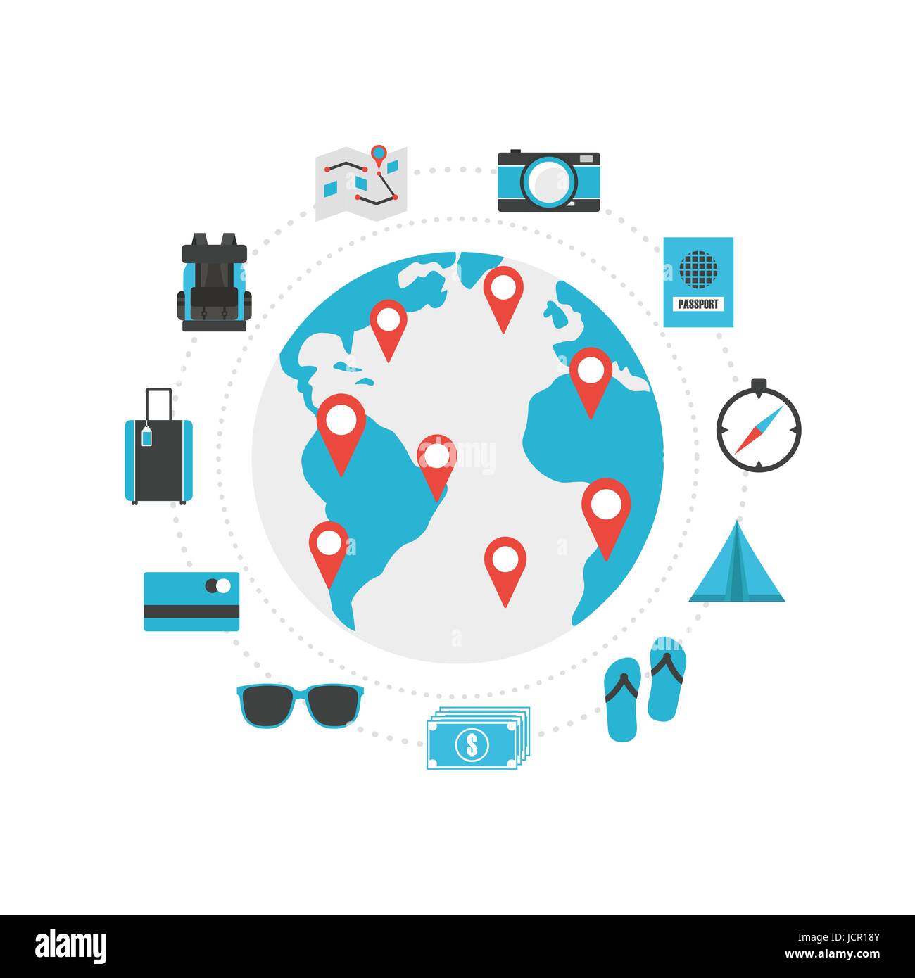 set of world travel icon, isolated on white background Stock Vector ...