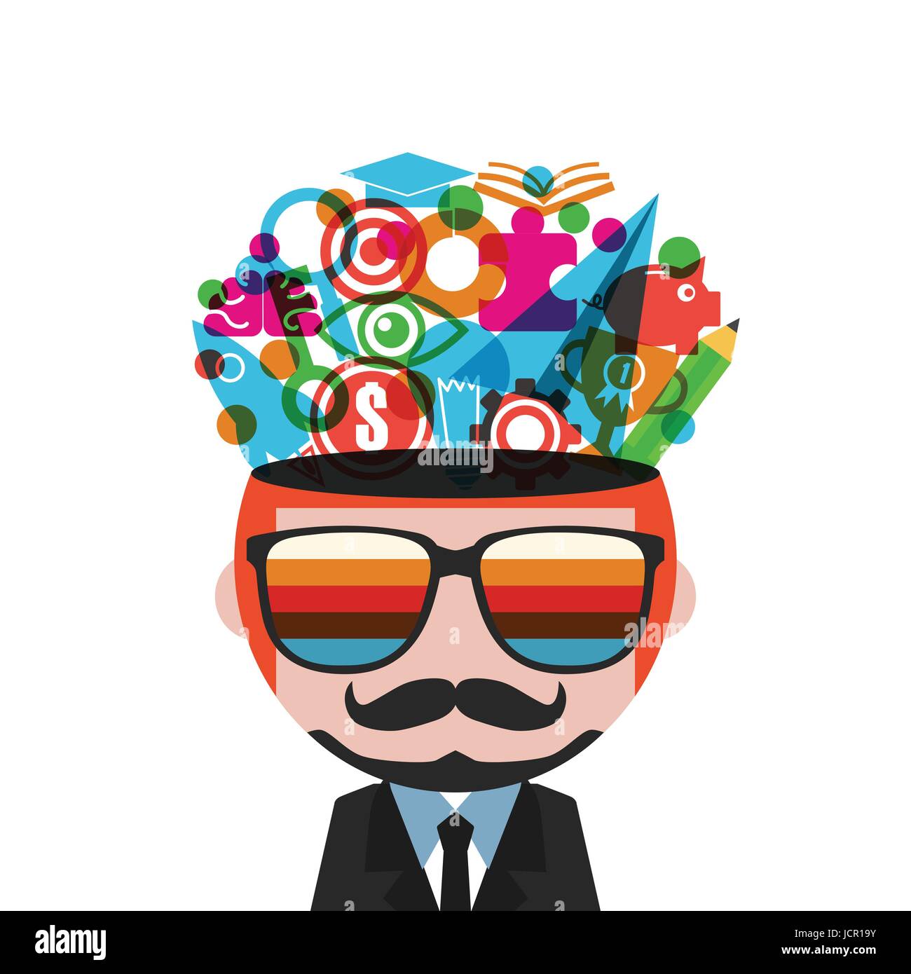 imagination concept, man thinking, isolated on white background Stock ...