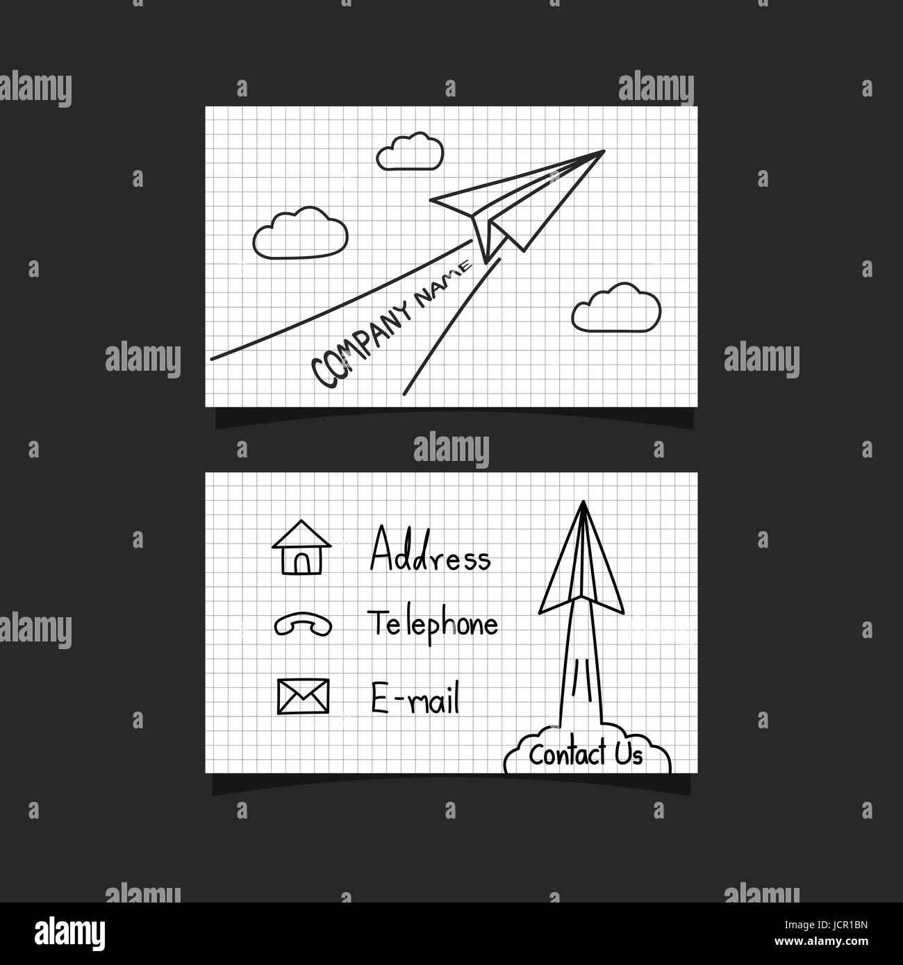 freehand paper plane business card Stock Vector Image & Art - Alamy