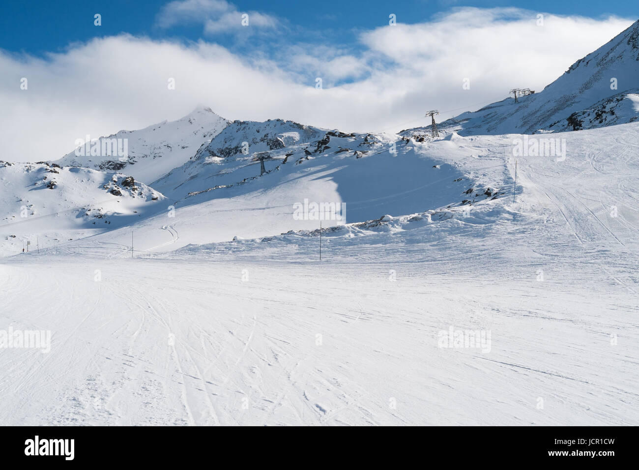 Ski slope in Val Thorens, trois vallees complex, France Stock Photo - Alamy