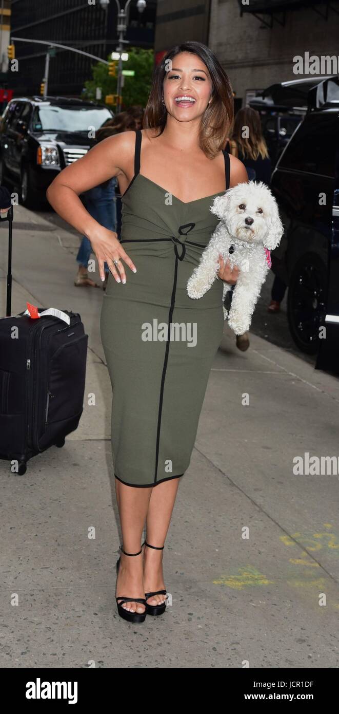 Gina Rodriguez at the Stephen Colbert show in New York Featuring: Gina ...