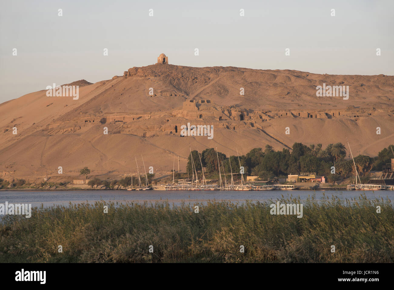 Ruins and sand dessert near River Nile, On the way to Aswan, Egypt ...