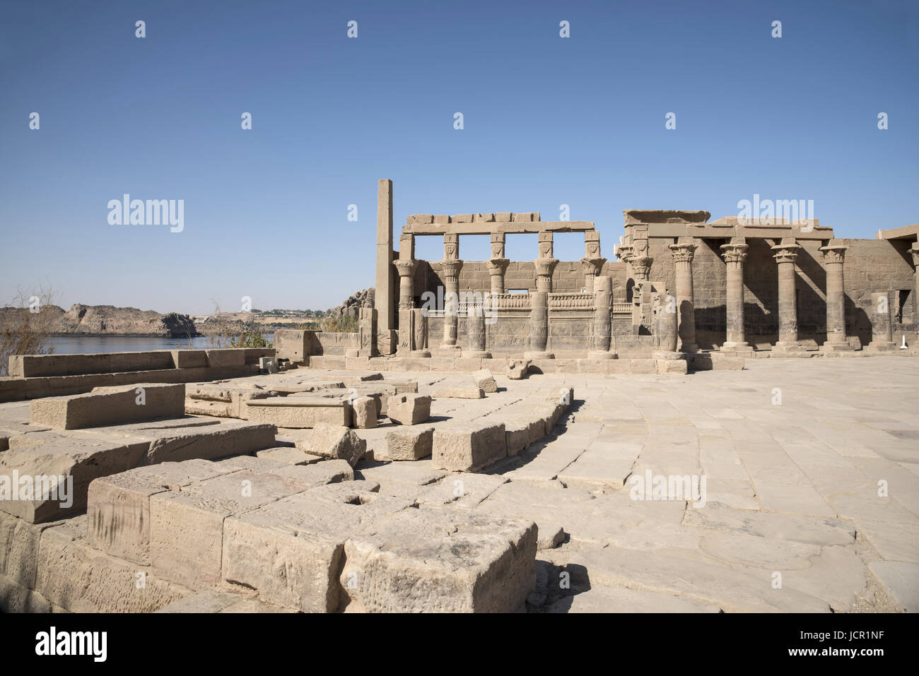 Partial view of Philae temple. Philae Temple was dismantled and ... Partial view of Philae temple. Philae Temple was dismantled and ...