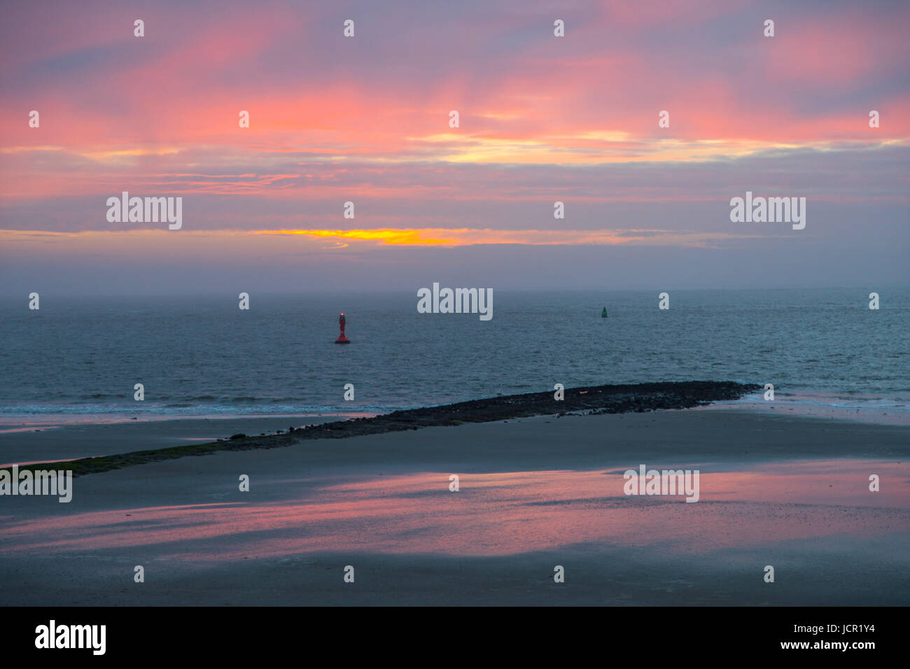 North Sea island, Norderney, East Frisia, Germany, Beach, sunset at ...