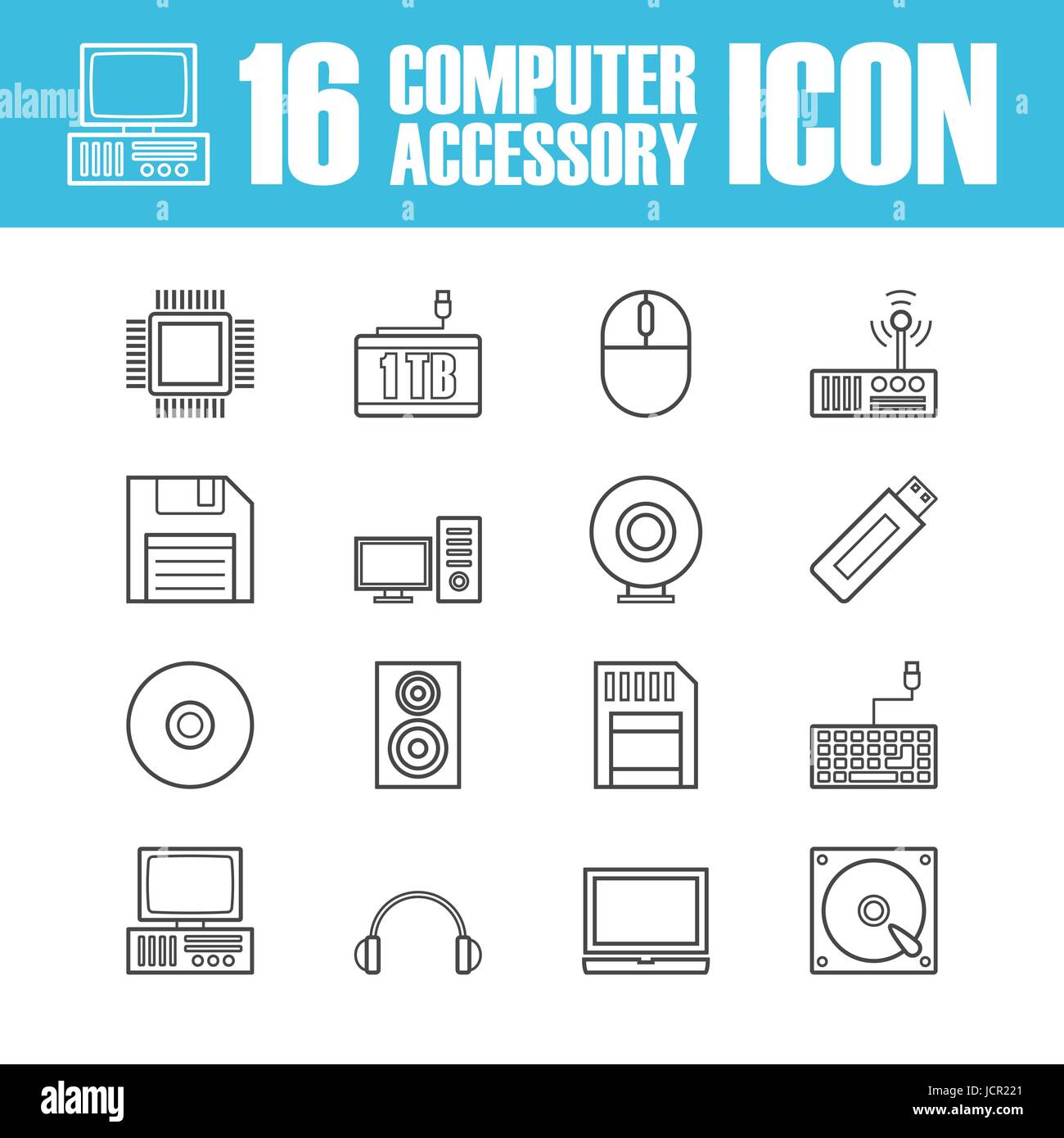 set of computer equipment outline icon Stock Vector Image & Art - Alamy