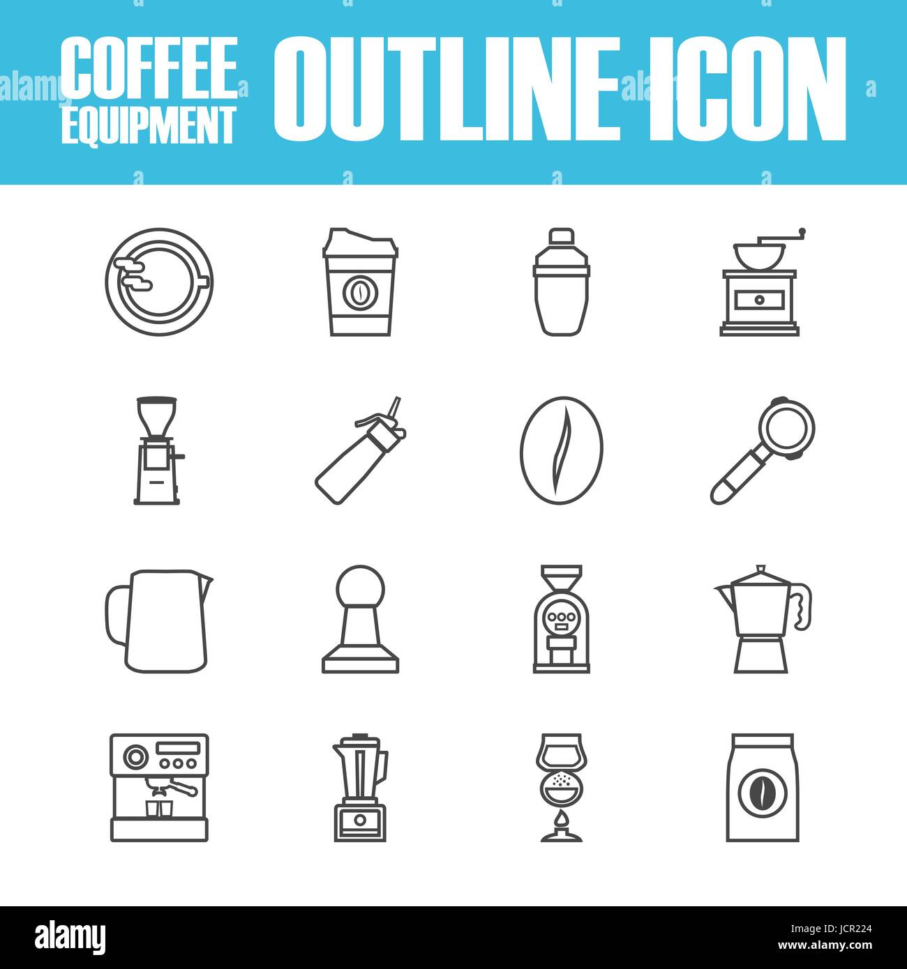 set of outline coffee icon, isolated on white background Stock Vector ...