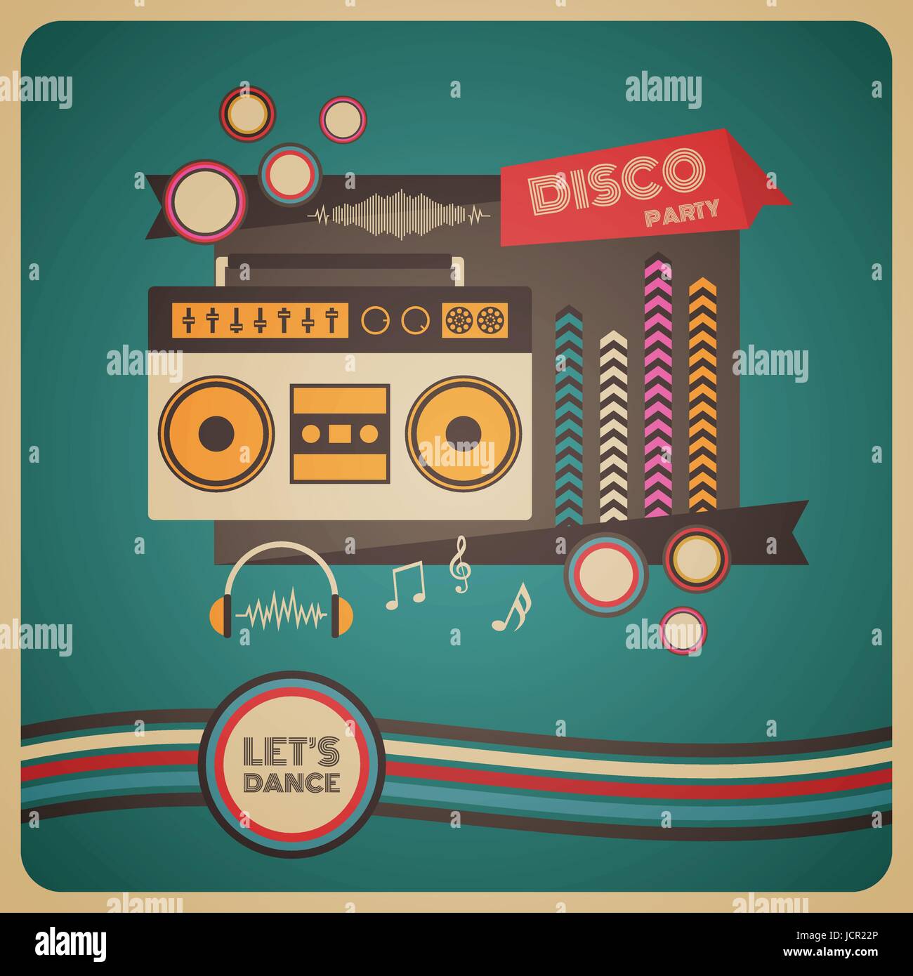 boombox disco party, retro and vintage poster Stock Vector Image & Art ...