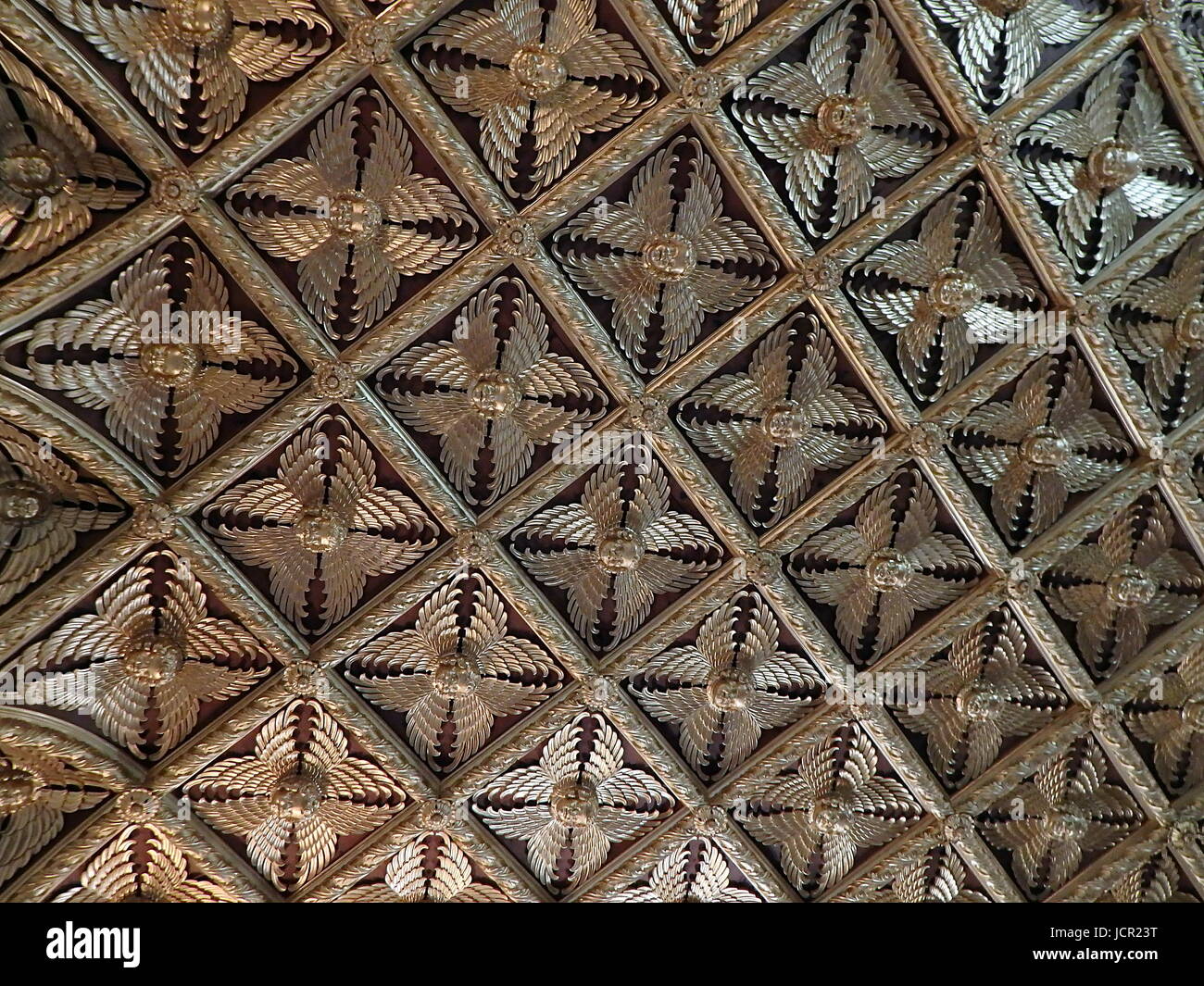 Angel ceiling in golden hall, Golden mosaic - background Stock Photo ...